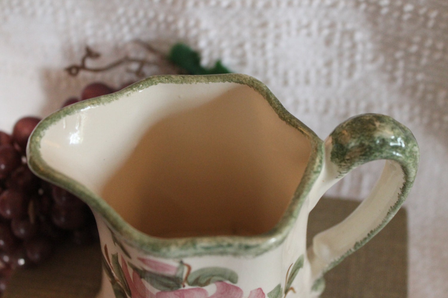 Cash Family 5 Creamer Pitcher Pink Flowers and Green - Etsy