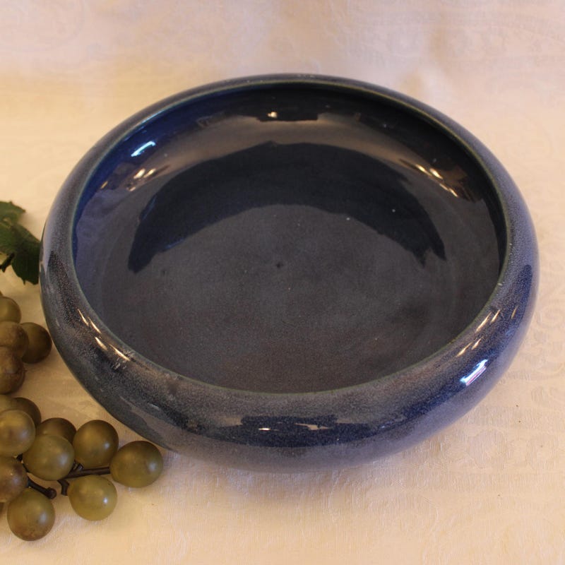 Low Blue Pottery Bowl - Etsy