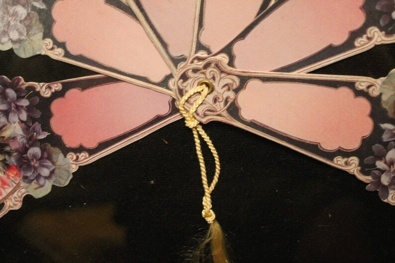 Vintage Victorian Style Paper Fan adorned with Ladies and | Etsy
