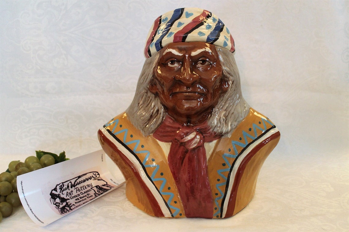 1993 Rick Wisecarver Pottery 10.5" Cookie Jar - Geronimo Chiricahua ...
