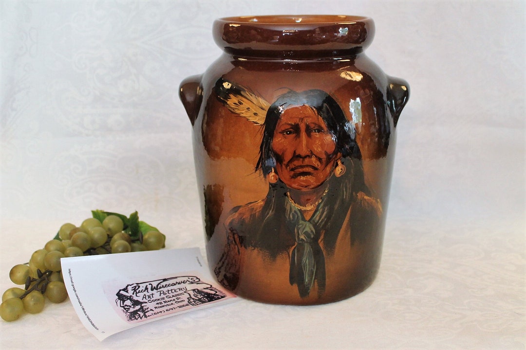 1993 Rick Wisecarver Pottery 10" Pig Ear Crock or Vase - Native ...