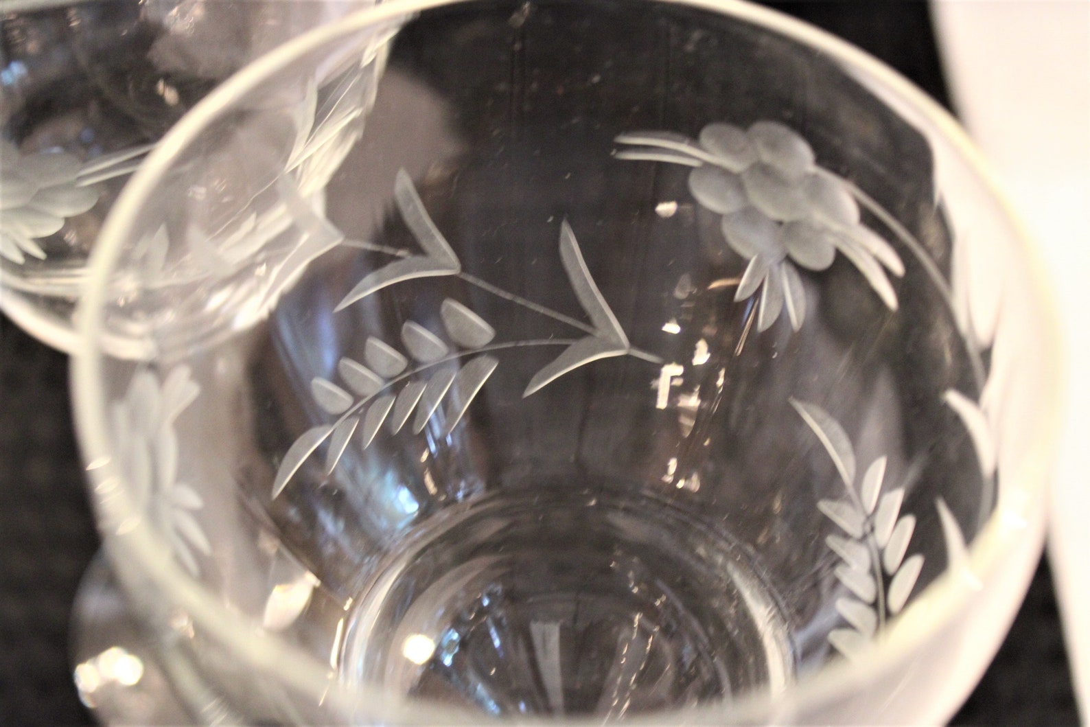Set of 4 Weston Cut Glass Wine Glasses or Water Goblets With - Etsy
