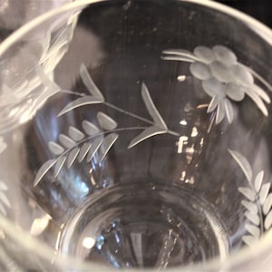 Set of 4 Weston Cut Glass Wine Glasses or Water Goblets With Floral ...