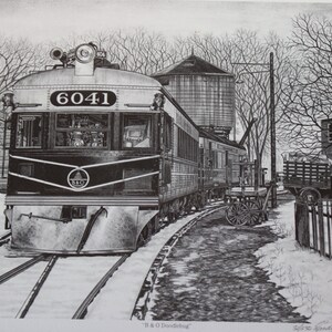 B&O Railroad Doodlebug Framed Pencil Sketch Lithograph by Artist, Randy ...