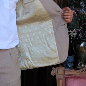 Vintage Louis Roth 46L Men's Tan Pinstripe Suit Two Button, Dinner ...