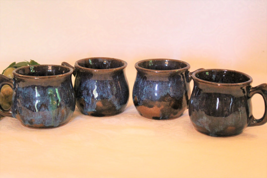 1989 Vaughn Studio Art Pottery Set of 4 Small Tea or Coffee Cups - Made ...