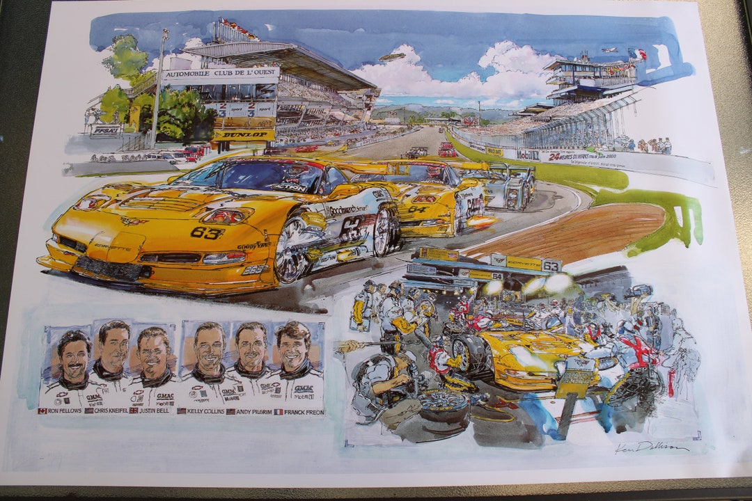 Ken Dallison 2000 Lemans Corvette C5R Poster With Fellows, Kneifel ...