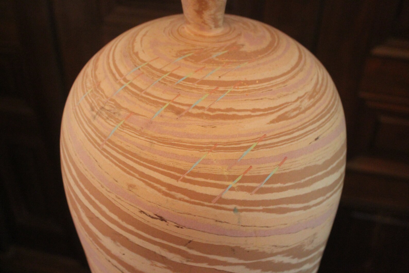Vintage Dick Studley Handcrafted Pottery 22" Egyptian Paste Vessel ...