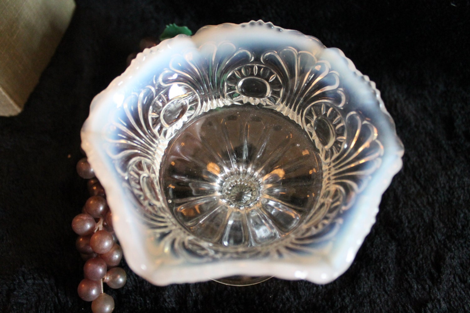 Fenton Art Glass Clear Opalescent 5 Compote With White | Etsy