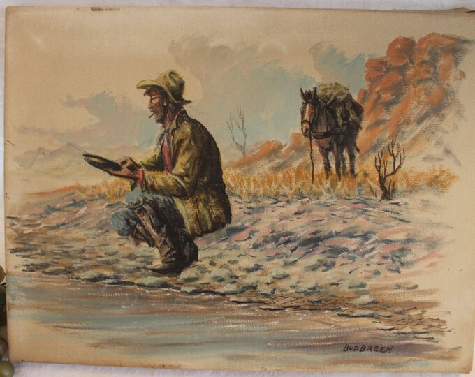 Bud Breen Original Oil Painting on Canvas of Cowboy at A Stream - 12 ...