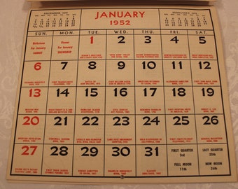 1952 Calendar