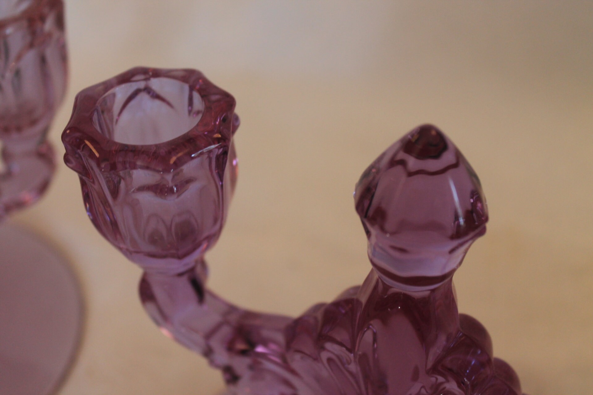 Pair of Heisey Alexandrite Glass Candlesticks Trident | Etsy