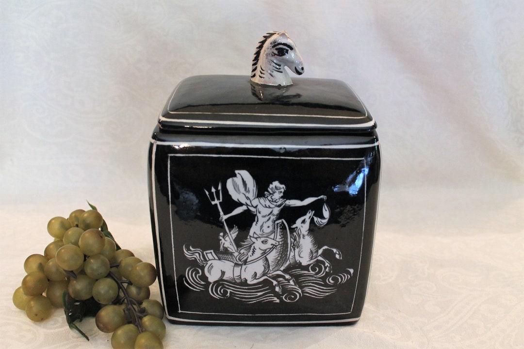 Beaufitul Vintage Italian Ceramic Box With Neptune... the Mythological ...