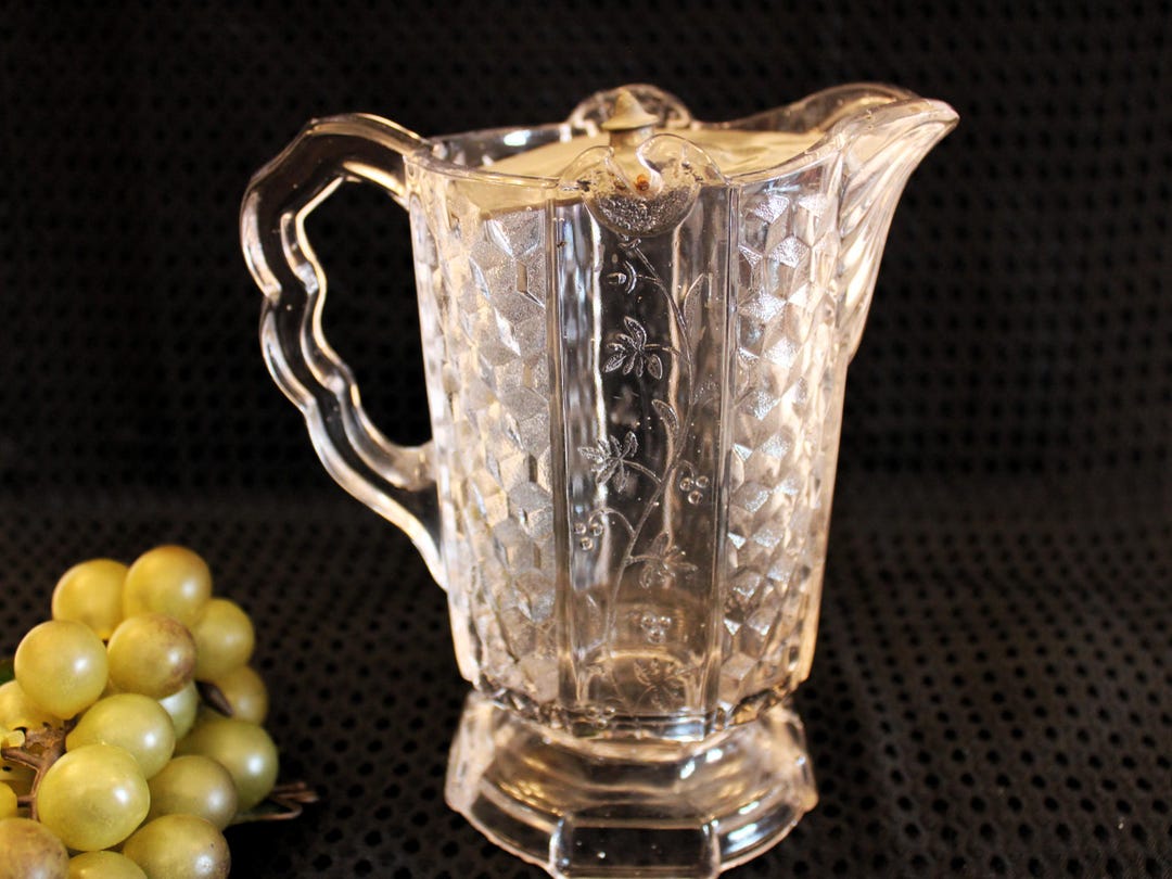 Antique EAPG Glass Covered Creamer With Metal Tilt Lid - Cubist Design ...
