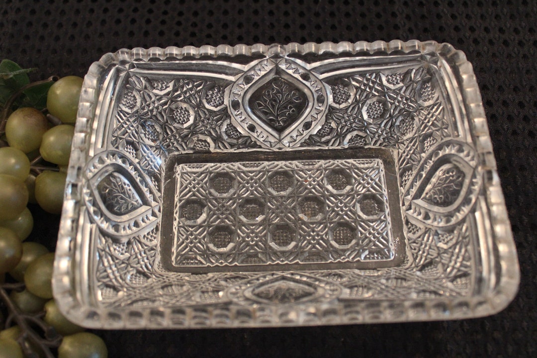 Gorgeous Antique Higbee Glass EAPG 7" Rectangular Serving Bowl - Banner ...
