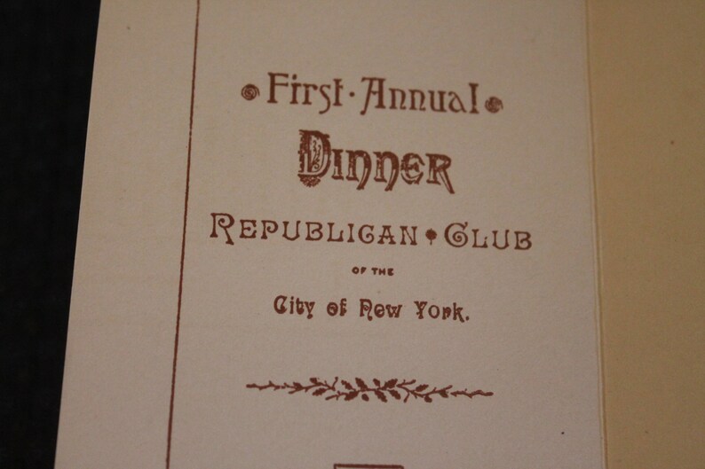 Authentic 1887 First Annual Dinner of the Republican Club - Etsy
