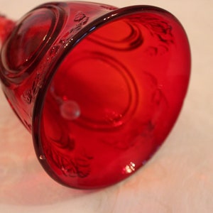 Fenton Art Glass Ruby Red Bell in the Medallions and Rose Swag Design ...