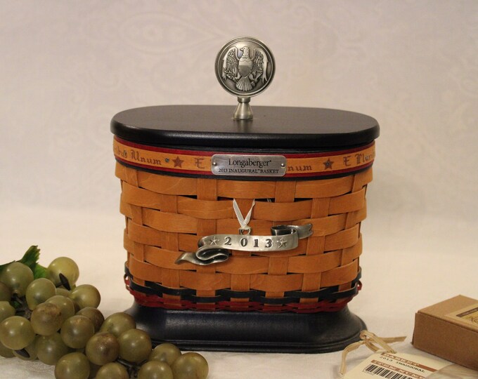 Longaberger Inaugural Basket - Red and Blue Stripes With Wood Base ...