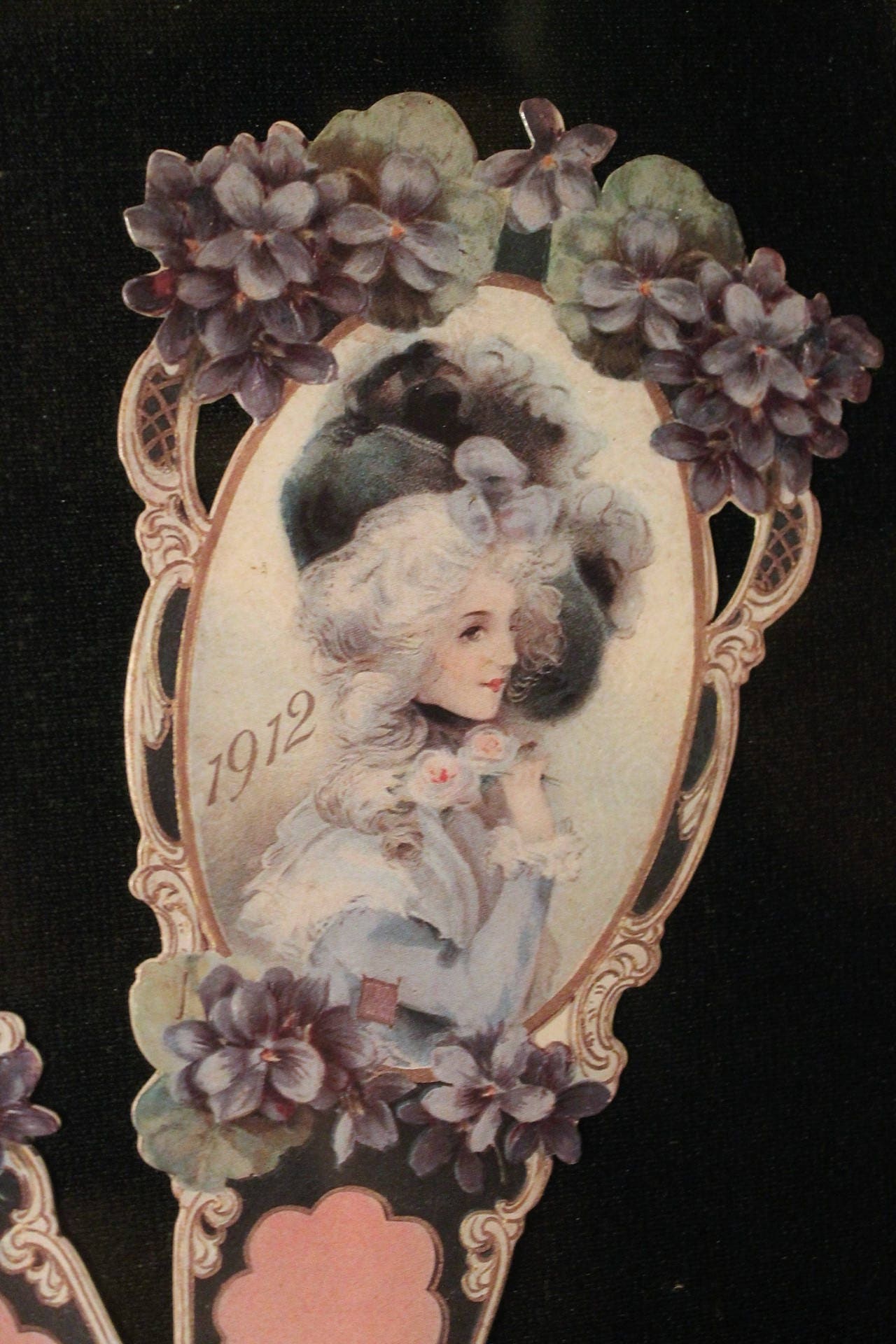 Vintage Victorian Style Paper Fan Adorned With Ladies and | Etsy