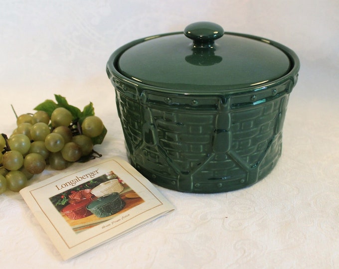 Longaberger Pottery Woven Drum One Quart Crock With Lid Ivy - Etsy