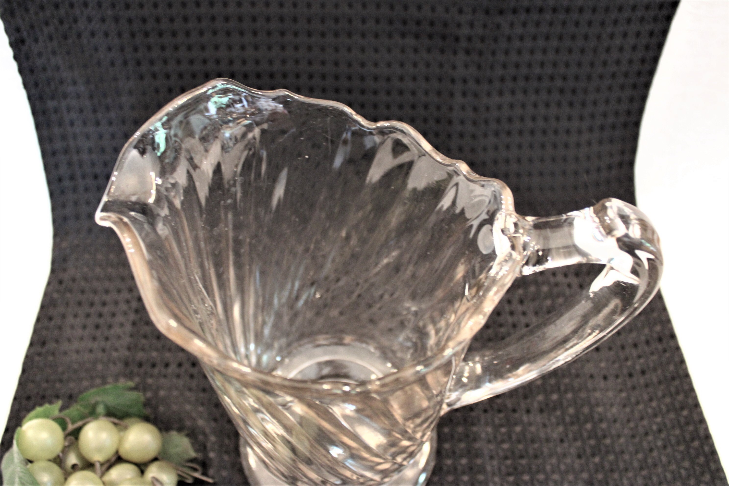 Antique EAPG Glass Water Pitcher Swirl with Scalloped Rim | Etsy