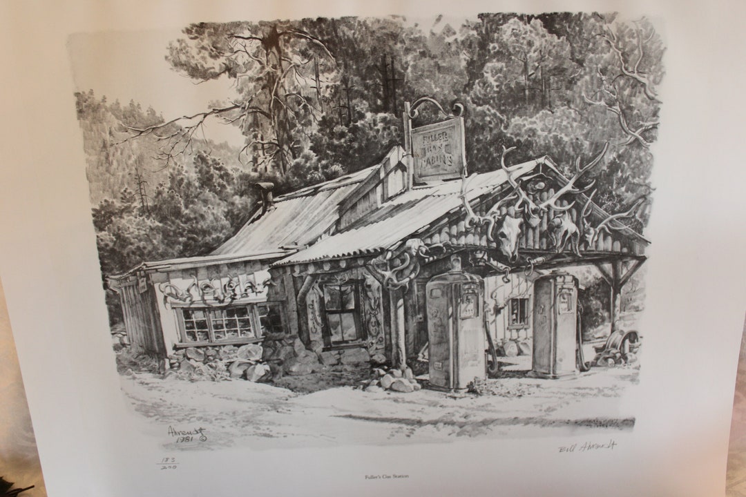 Bill Ahrendt 1981 Signed Lithograph of Fuller's Gas Station - 183 of ...