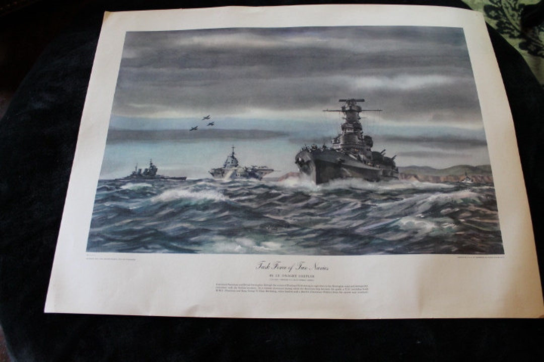 Task Force of Two Navies Fine Art Lithograph by Lt. Dwight Shepler ...