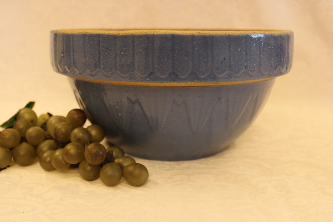 Antique Ruckel Pottery 10" Kitchen Mixing Bowl - Picket Fence Pattern ...