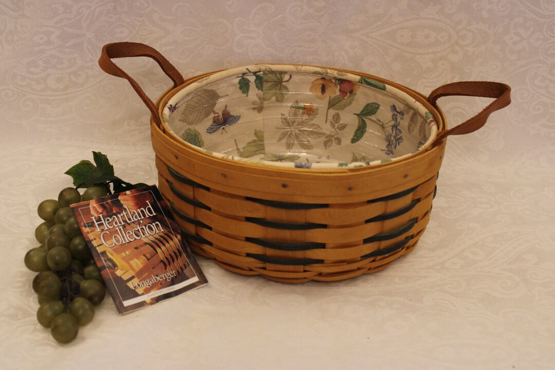 1999 Longaberger 10 Round Darning Basket With Leather Handles Heartland ...