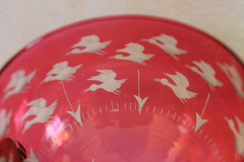 Bohemian Ruby Flashed Glass Large Goblet Cut to Clear Flying - Etsy