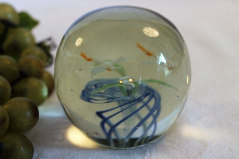 Vintage Glass Paperweight With Geese in Flight and Blue Swirl - Murano ...