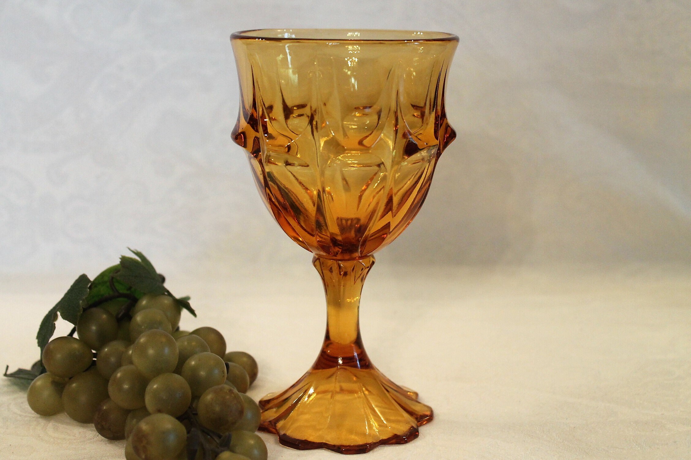 Fenton Colonial Amber Glass 6.75 Goblet Stemware | Etsy