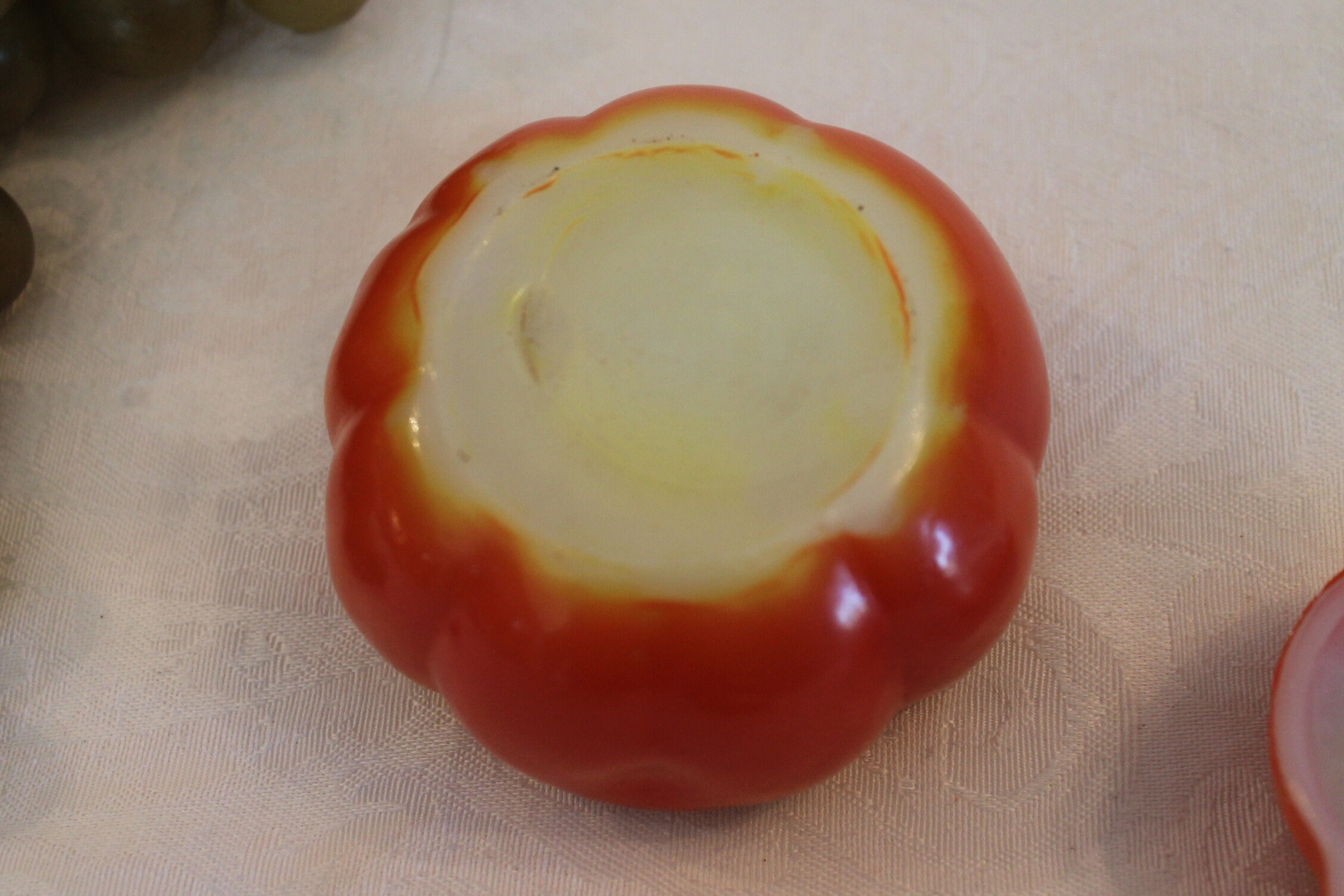 Vintage Tomato Shaped Milk Glass Jam or Jelly Jar with Tomato Plate in ...
