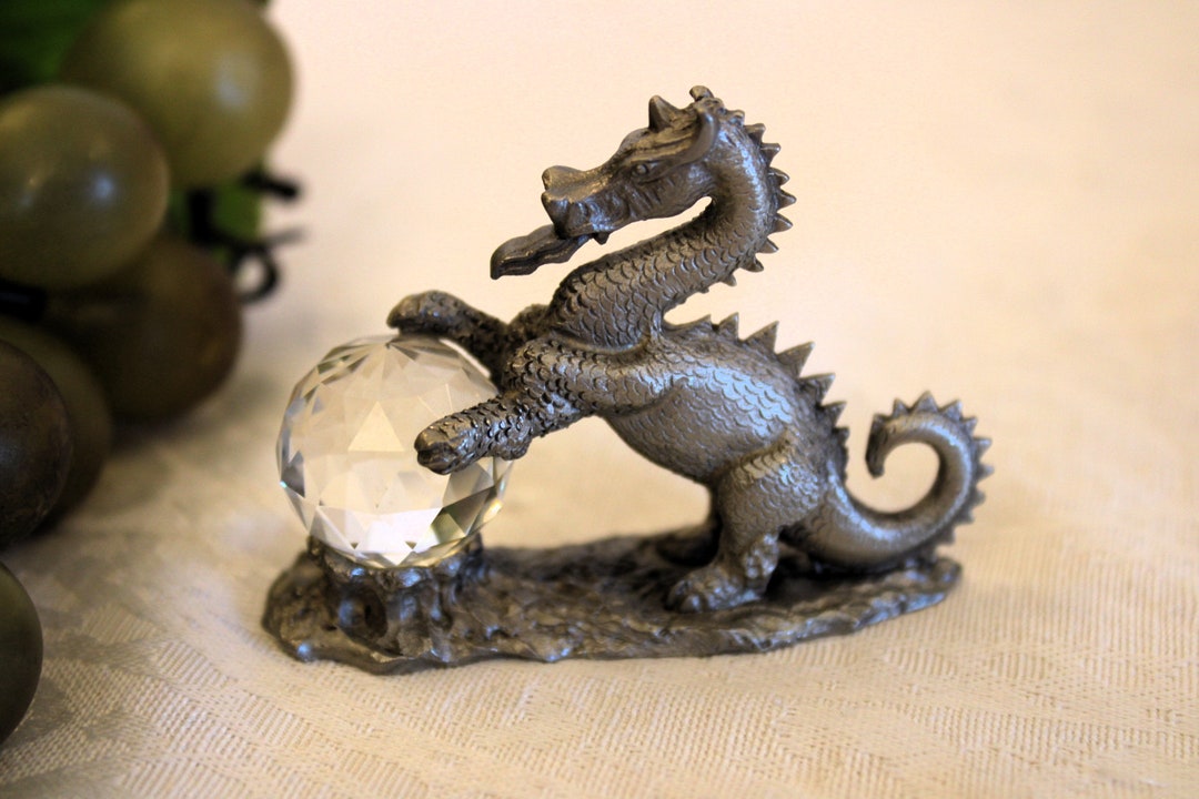 Spoontiques 1984 Miniature Pewter Dragon Figurine With Swarovski ...