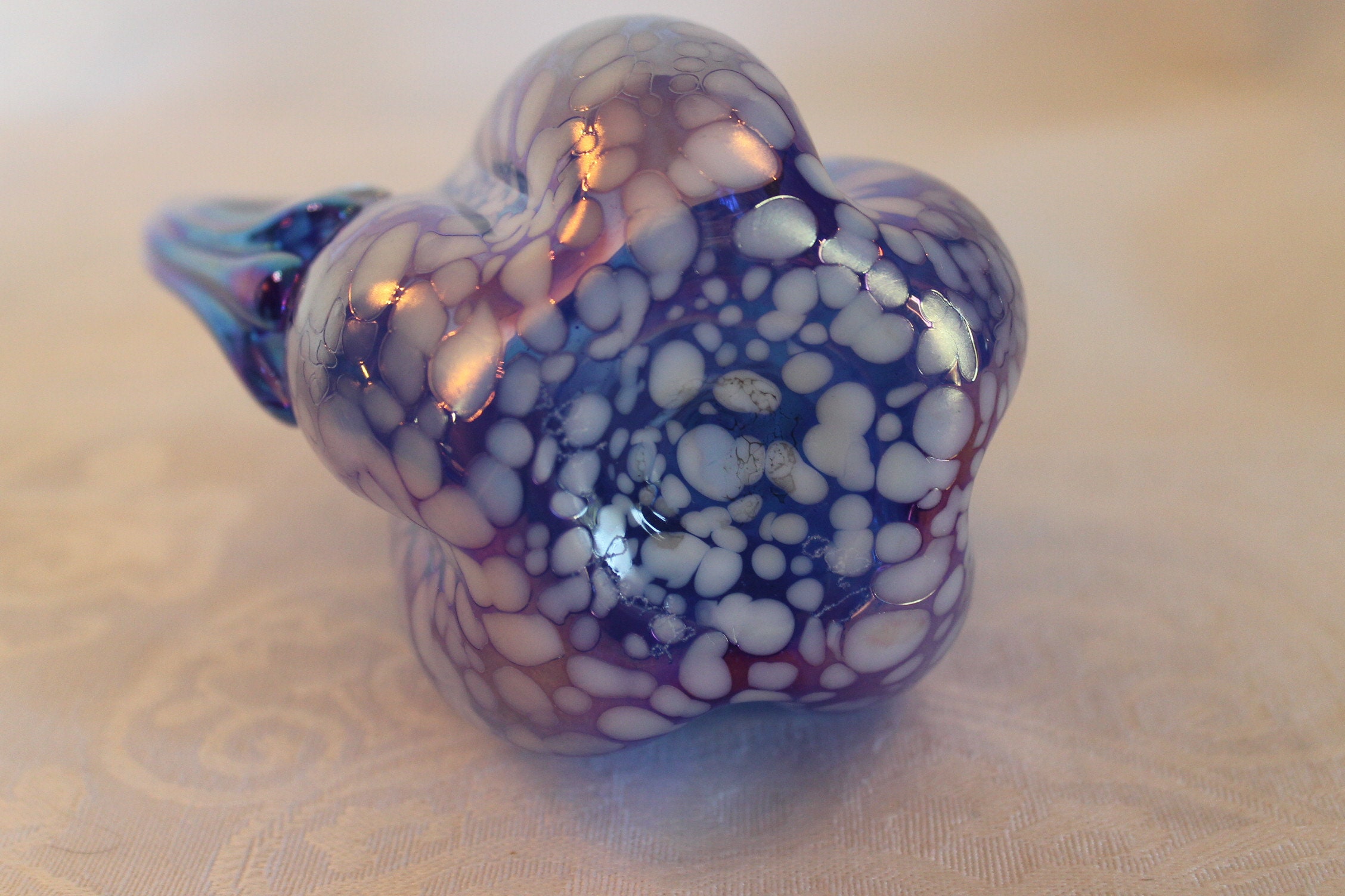 1984 Levay Glass Cruet Bottle With Stopper - Iridescent Carnival Blue ...