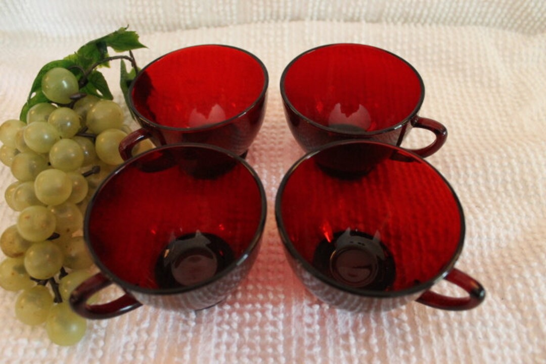 Set of 4 Anchor Hocking Royal Ruby Baltic Punch Cups or Tea Cups - Etsy