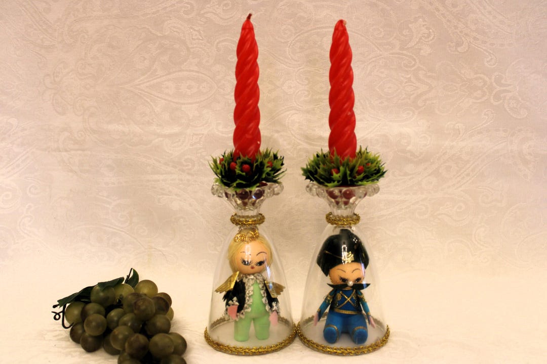Vintage Handmade Christmas Candlesticks Using Two Anchor Hocking Boopie ...