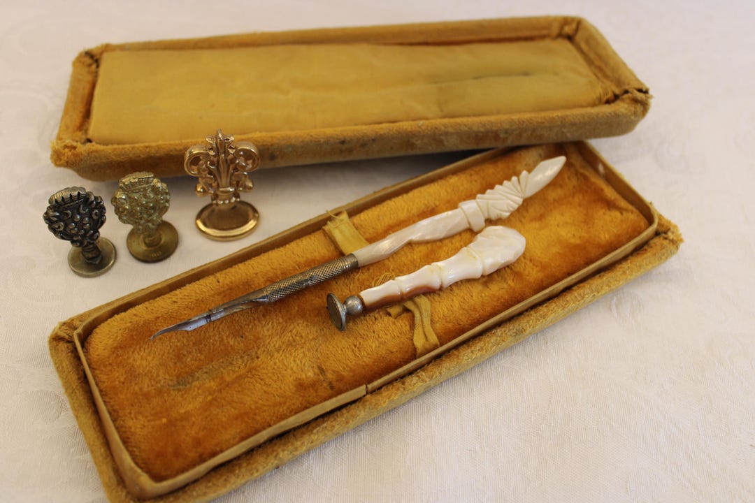 Antique Native American Indian Mother of Pearl Dip Pen With Wax Seals ...