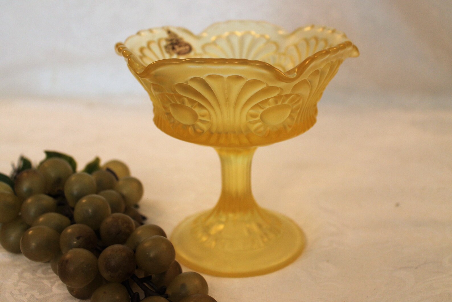 Fenton Art Glass Satin Topaz Yellow 5 Compote With - Etsy