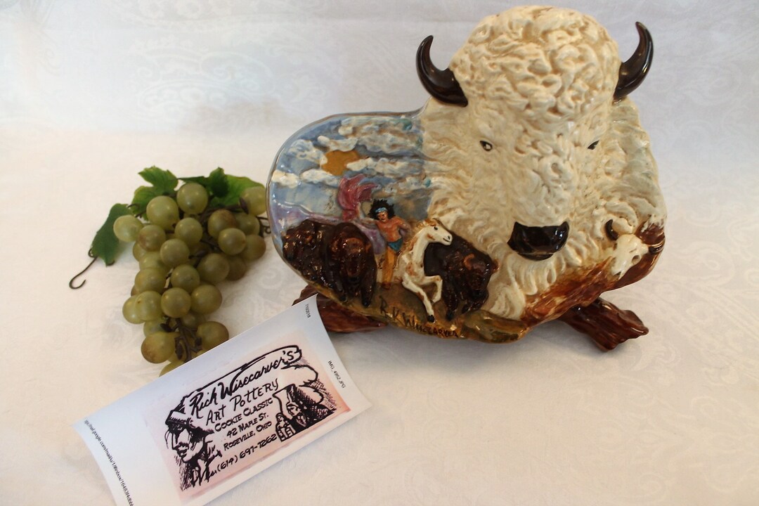 1995 Rick Wisecarver Pottery OOAK White Buffalo Sculpture - Native ...
