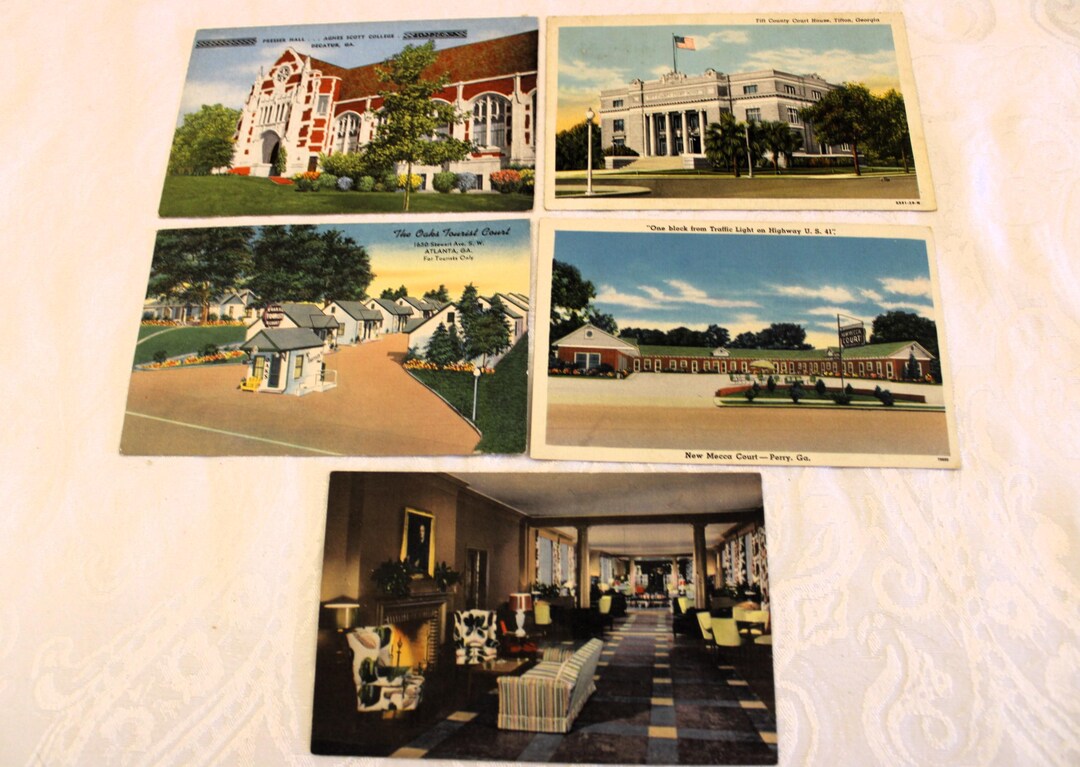 Georgia Lot of 5 Vintage Postcards - the Oaks Tourist Court, Georgia ...