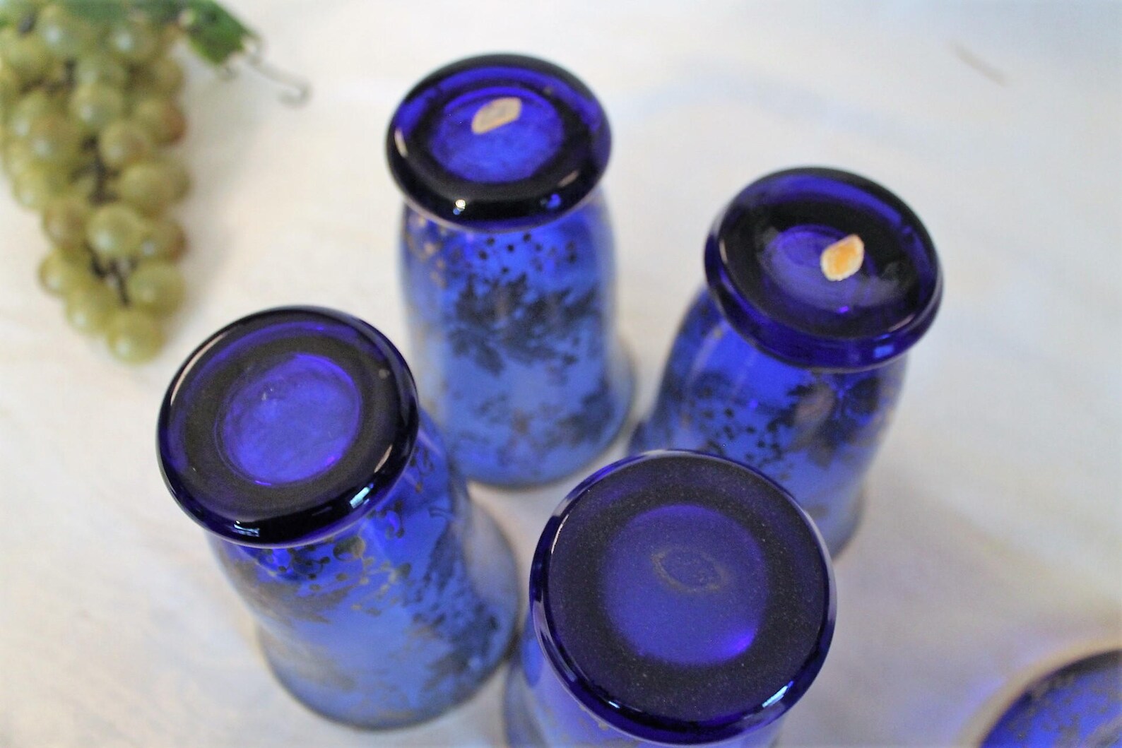 Gorgeous Italian Blue Art Glass Large Pitcher and 4 Tumblers Set With ...