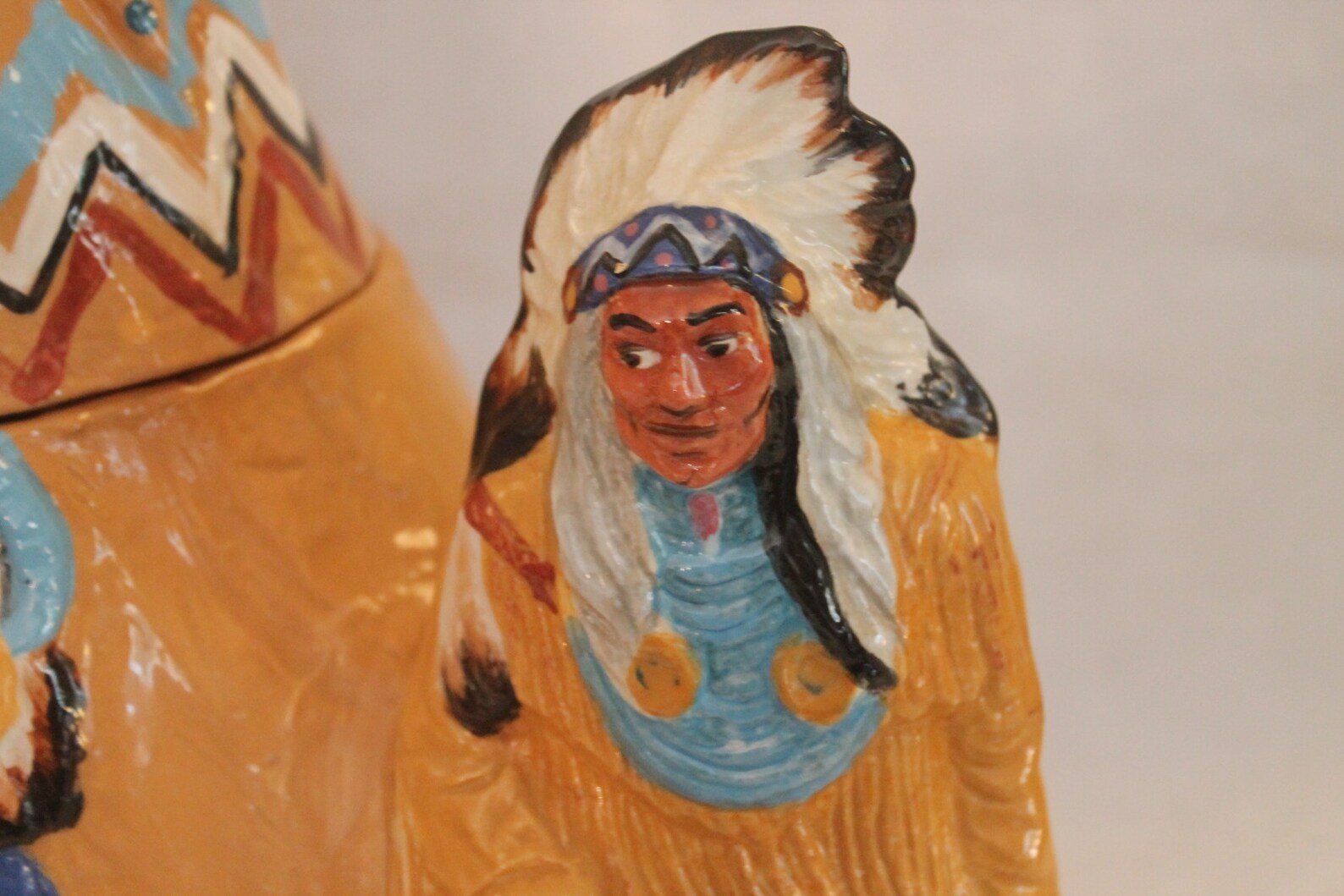 1993 Rick Wisecarver Pottery 12" Cookie Jar - Native American Teepee ...