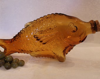 Amber Glass Fish Bottle - Etsy