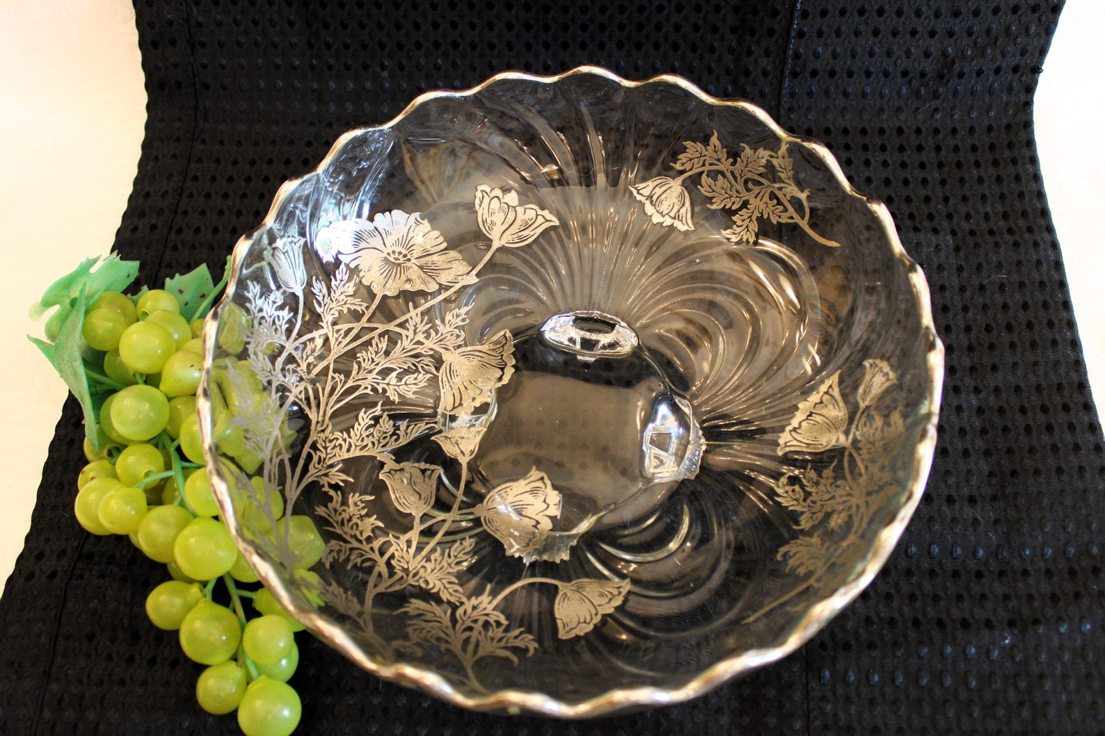 Vintage Cambridge Glass Caprice 10" Bowl With Silver City Flanders ...