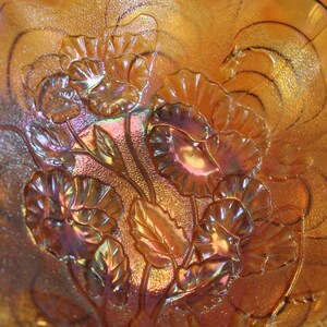 Antique Imperial Amber Carnival Glass 9" Bowl in the Pansy Pattern ...