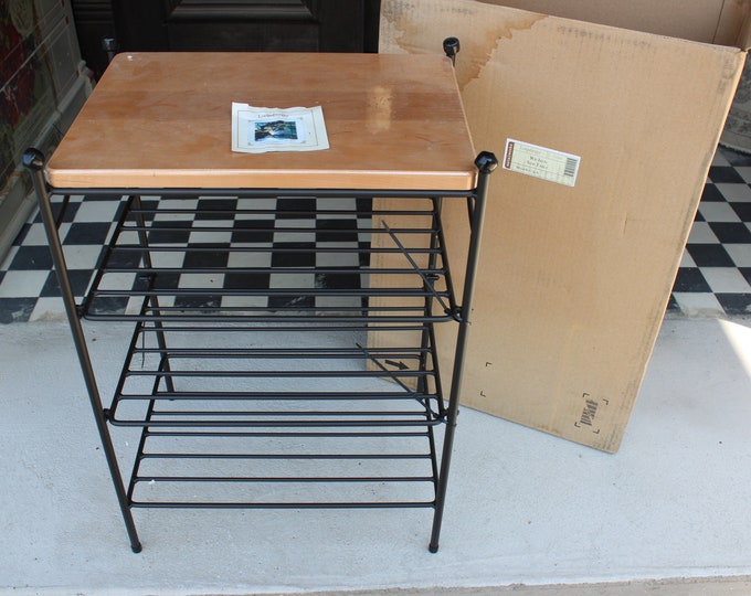 Longaberger Wrought Iron Side Table With Removable Shelves and Wood Top ...