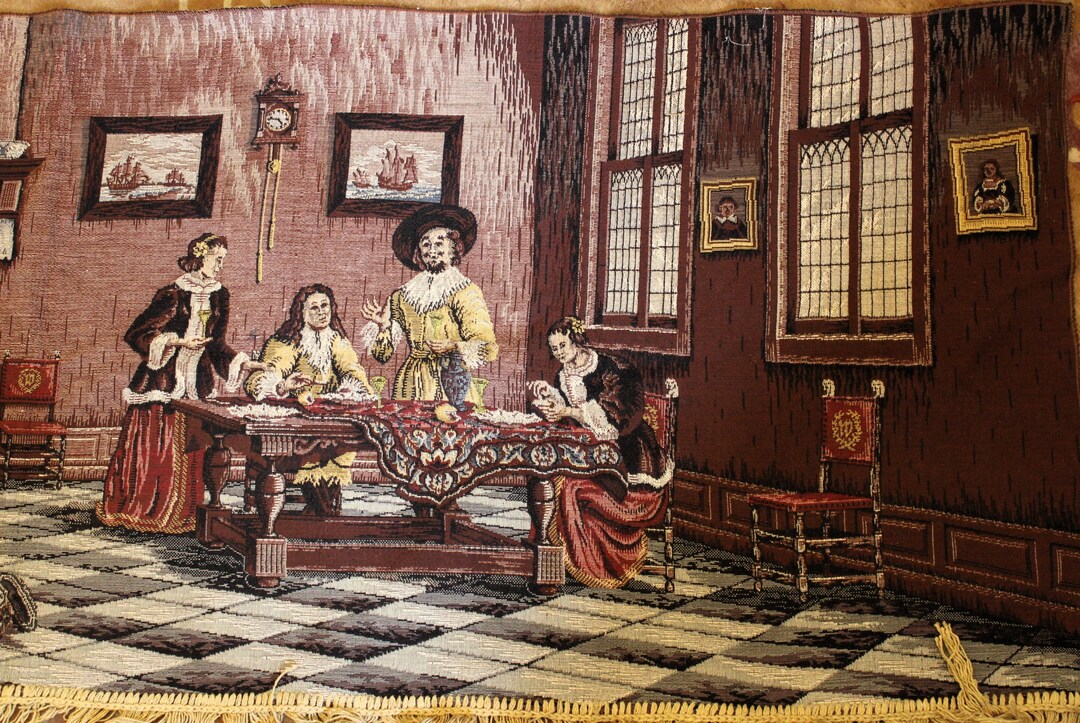 Beautiful Woven Tapestry - Dining Room of European Castle, 68" by 23 ...