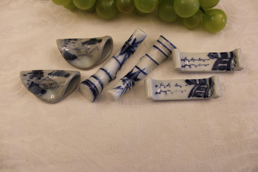 Set of 6 Asian Porcelain Chopstick or Knife Rests - Assorted Designs ...