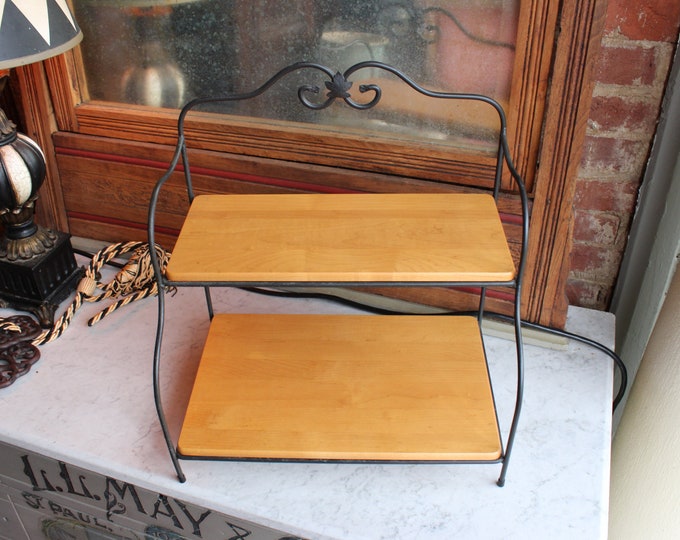 Longaberger Wrought Iron Two Tier Baker's Rack With Wood Shelves ...